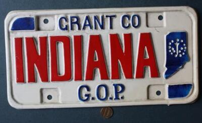 1970s Era Grant County Indiana Republican GOP Party plastic license ...