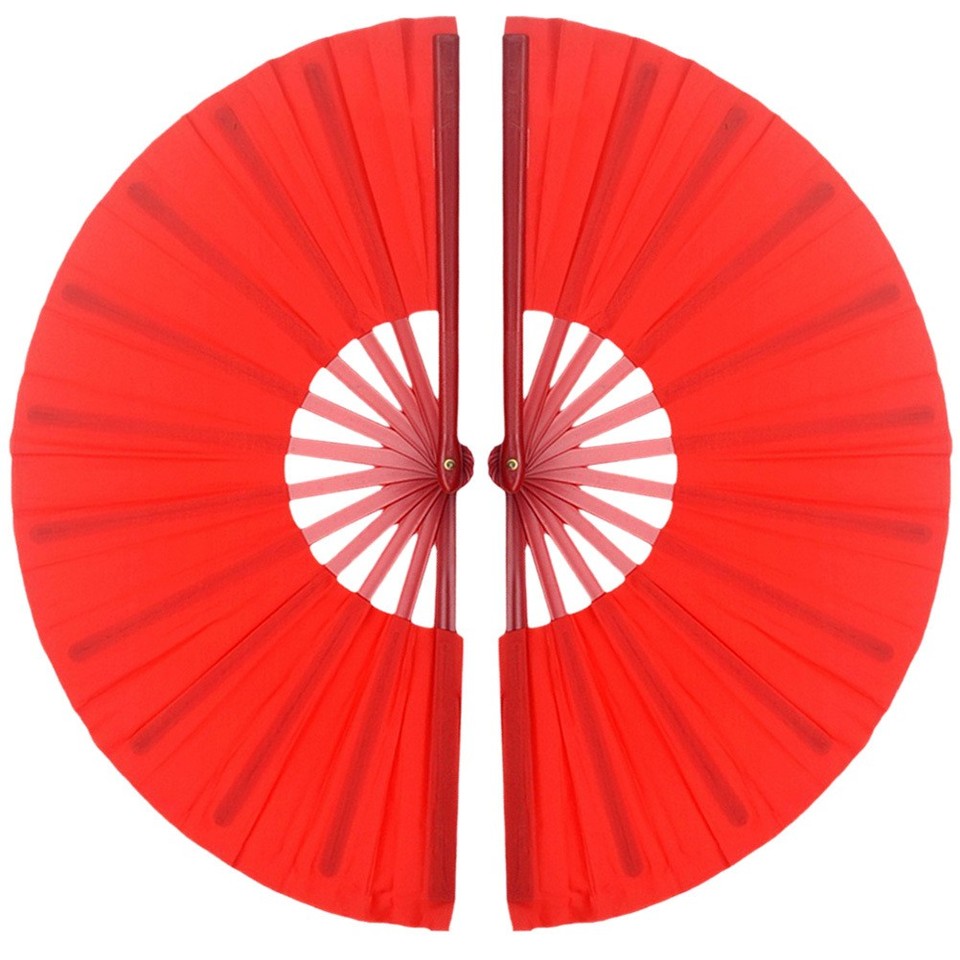2 Pcs Chinese Style Red Handheld Folding Fans Plastic Nylon Fans For ...