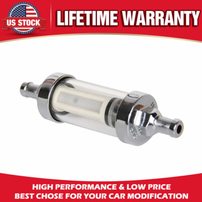 Universal Fuel Filter Clear View Inline 5/16" Inlet Outlet Chrome ...