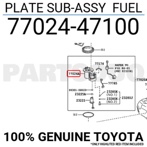 7702447100 Genuine Toyota PLATE SUB-ASSY FUEL 77024-47100 | eBay