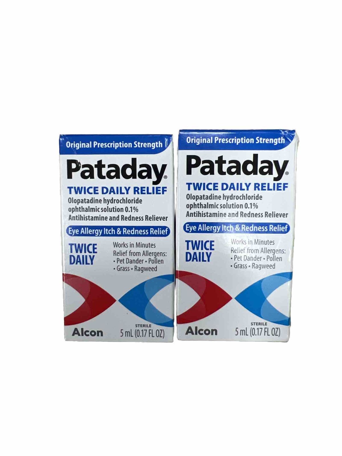 LOT OF 2 PATADAY Twice Daily Relief Eye Drops Allergy Antihistami 5 mL ...