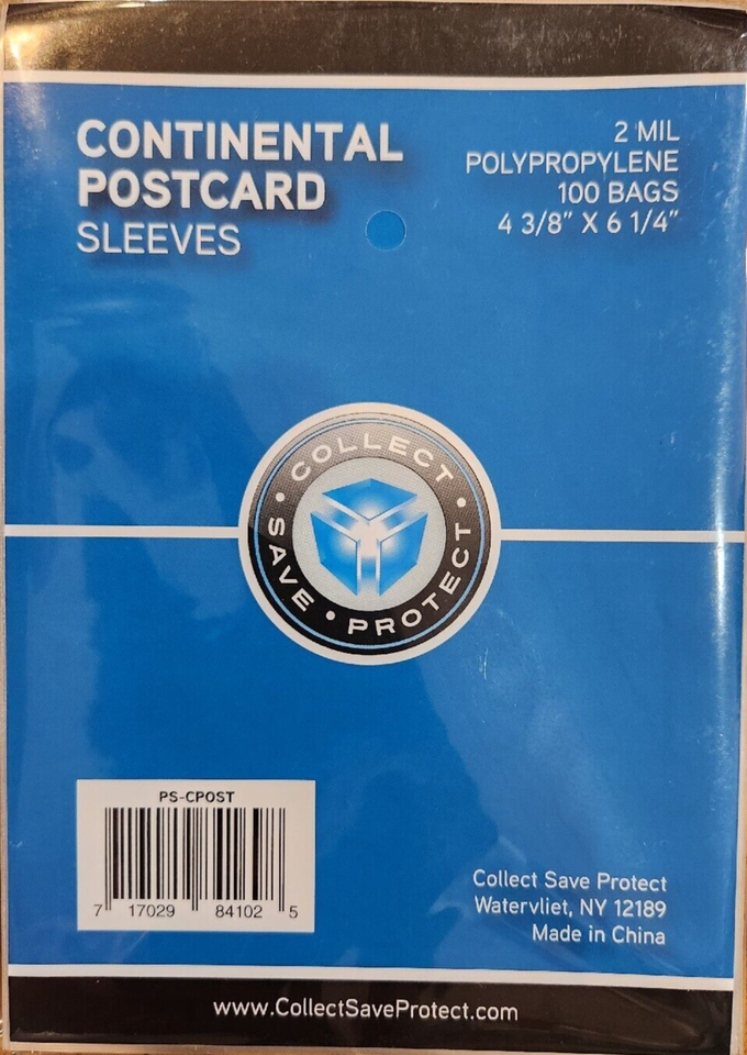 100 CSP Continental Size Postcard Sleeves 4 3/8" x 6 1/4" Fits 4x6 ...