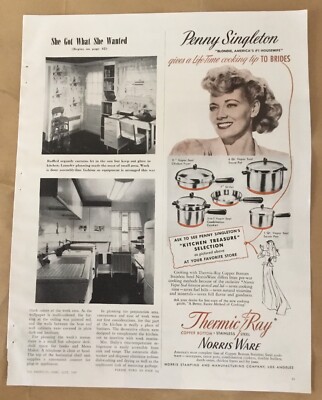Norris Ware 1949 orig vintage print ad 40s home decor illus art Penny ...