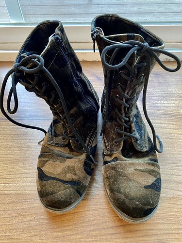 Women Velvet Camo Combat Boots 8 Volatile Zipper halloween costume | eBay