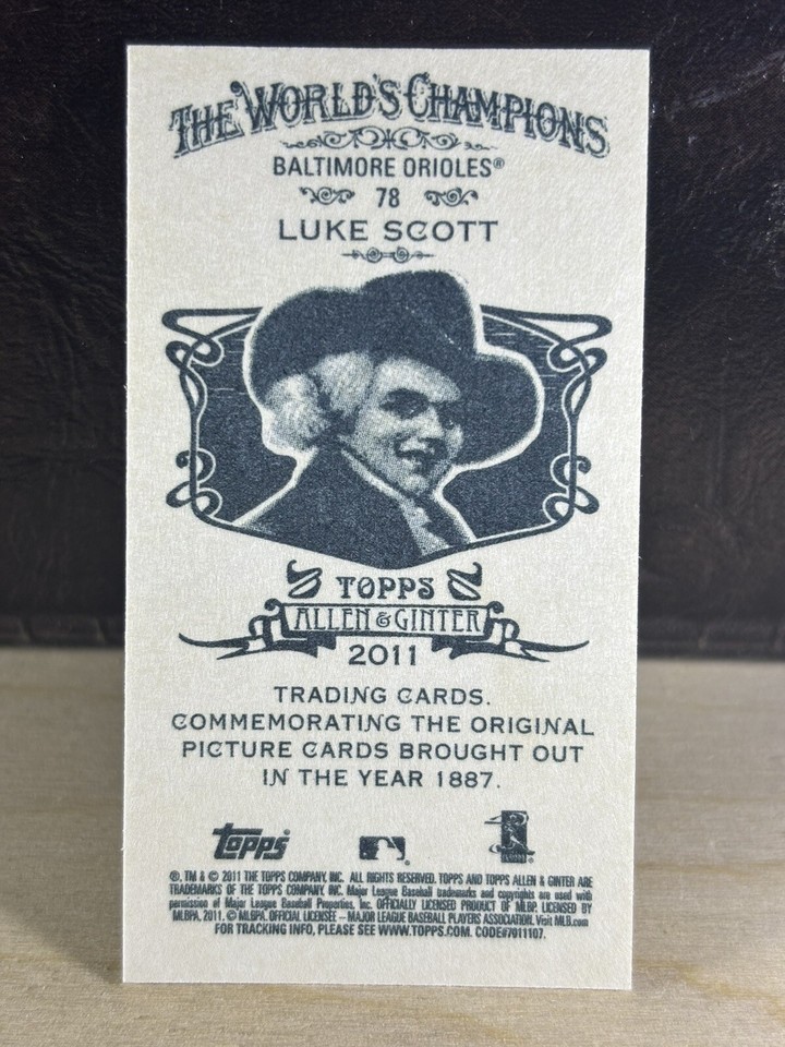 2011 Topps Allen and Ginter Mini A & G Back Luke Scott #78 Orioles NM ...