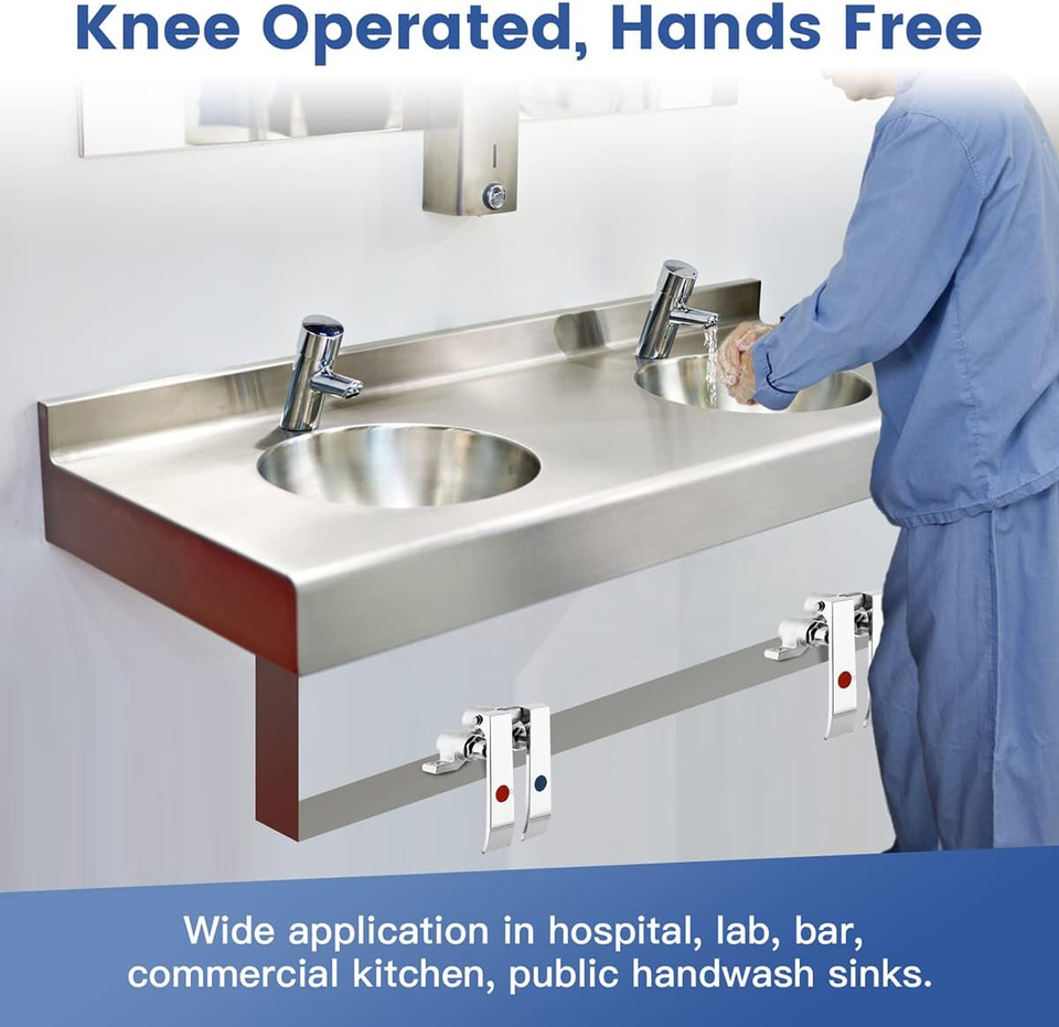 Brass Double Pedal Valve, Dual Foot Pedal Knee Control for Sink Hands ...