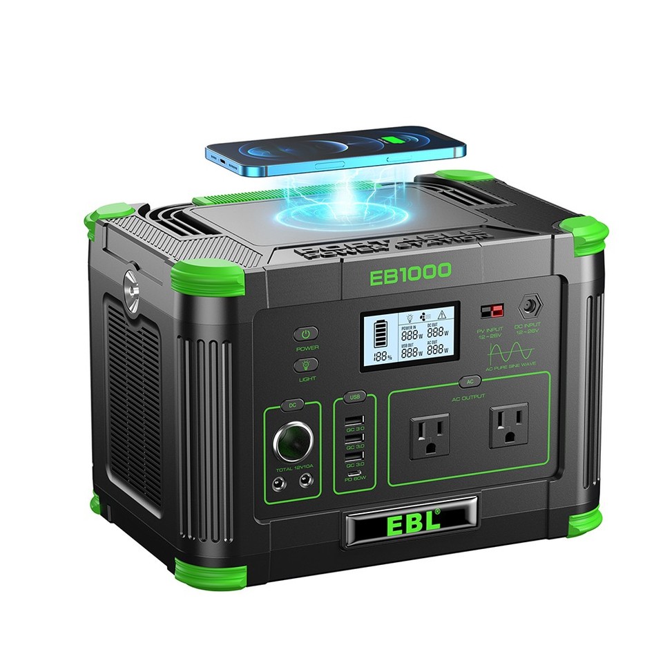 1000W/999Wh Portable Power Station Solar Generator Outdoor Camping ...