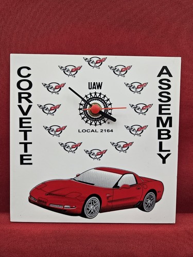 Vtg 1997-2004, C5 Corvette Chevy Wall Clock Desk UAW LOCAL 2164 Mancave ...