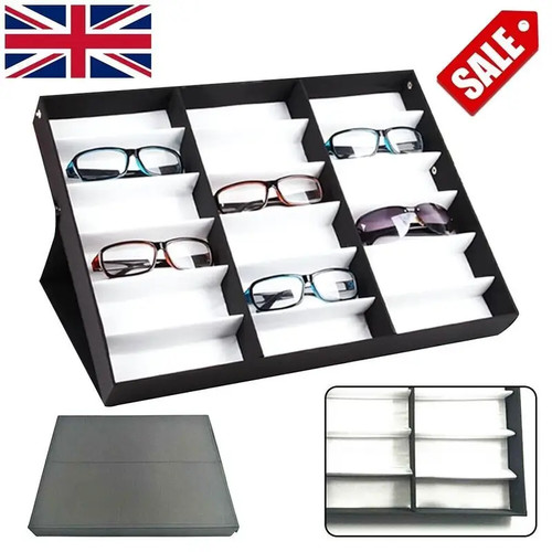 Glasses and Sunglasses Display Case Storage Box, Black Organiser 18 ...