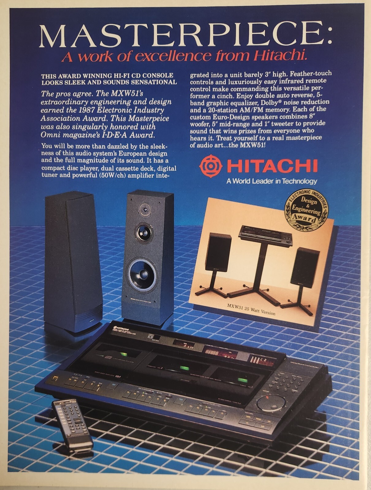 1987 Print Ad Hitachi CD Player,Dual Cassette Deck,Digital Tuner ...