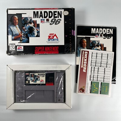 Madden NFL 96 SNES Super Nintendo Football Complete w/ Manual CIB ...