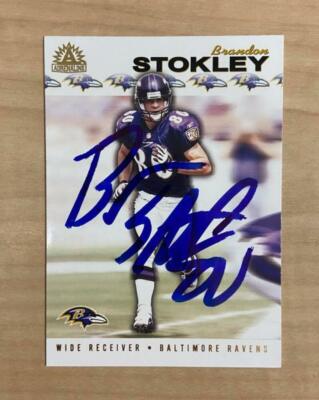 BRANDON STOKLEY BALTIMORE RAVENS SIGNED 2002 ADRENALINE CARD #24 W/COA ...