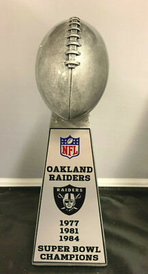 15" NEW LOMBARDI STYLE SUPER BOWL TROPHY OAKLAND RAIDERS SILVER TONE ...