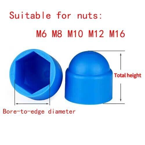 M6 M8 M10 M12 M16 Blue PE Plastic Outer Hexagon Screw Nut Protective ...