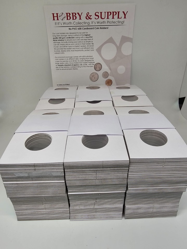 600 Premium H&S 2x2 in Cardboard Coin Flip Mylar Nickel 23mm Size | eBay