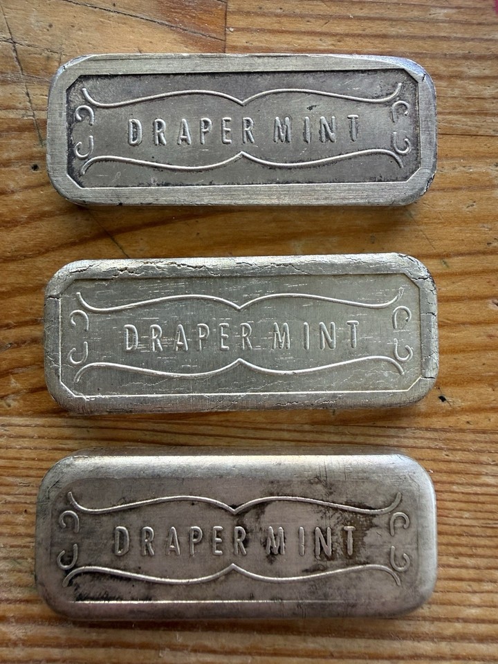 Rare Vintage 999 Silver 3 oz Silver Bar DRAPER MINT SWISS OF AMERICA ...