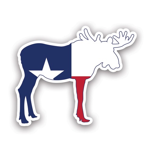 Texas Moose Shaped Flag Sticker Decal - Weatherproof - v2 tx elk deer ...