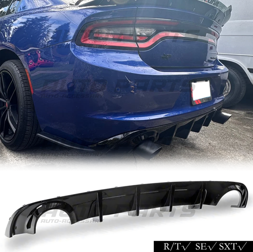 Rear Bumper Diffuser Lip Gloss Black For 2015-2023 Dodge Charger R/T SE ...
