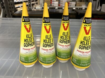 4 X Victor Outdoor Mole & Gopher Poison Peanuts Toxic Pellets Bait ...
