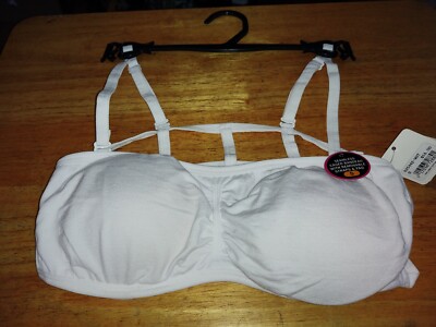 WOMENS/JUNIOR WHITE SEAMLESS CAGED BANDEAU BRA SMALL | eBay