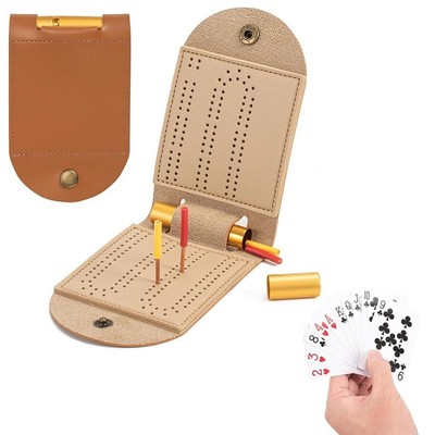 Portable Card Game Board Leather Cribbage Game Board Game Scoring ...