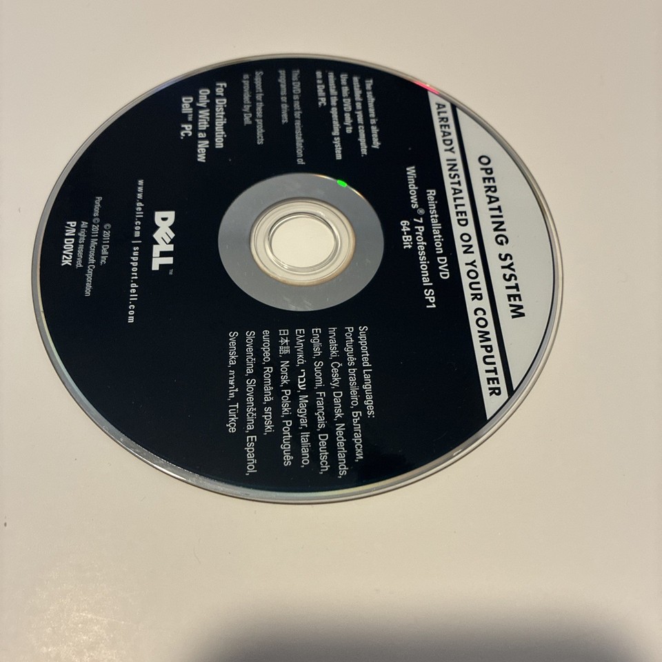 Dell Windows 7 Professional SP1 Reinstallation DVD 64-bit Operating ...