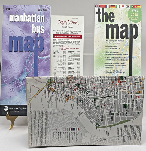 1990 & 2008 New York City Street & Subway Bus Wallet Map Lot of 4 MTA ...
