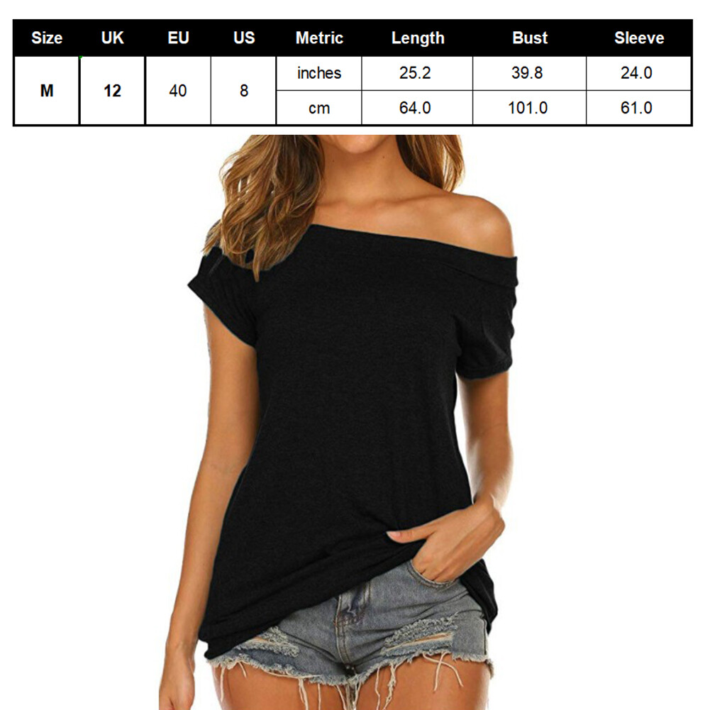 Women Soft Casual Long Sleeve Off Shoulder Boat Neck Summer Tunic Top ...