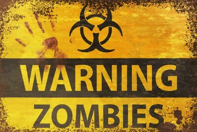 Zombie Warning Vintage Retro style Metal Sign, Man shed, gaming ...