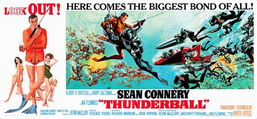 THUNDERBALL (1965) James Bond - 27"x58" billboard - fully restored ...