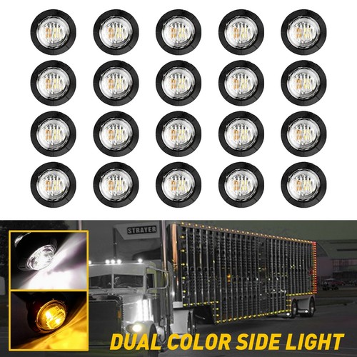 20x Dual Round Color Amber White LED Marker Side Lights Bullet Truck ...