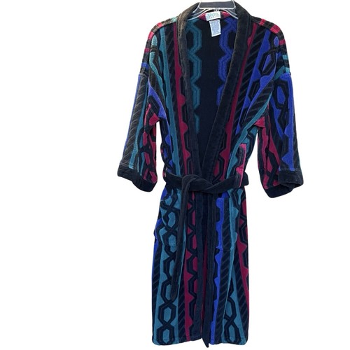 VTG Ash Creek Trading Mens Heavy Terry Cloth Robe One Size Geometric ...