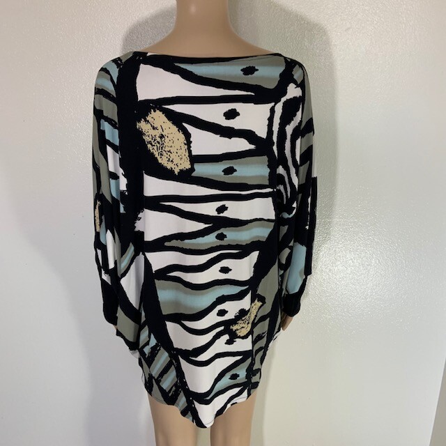 Eva Varro Multicolor Abstract Art Stretch Tunic Top U… - Gem