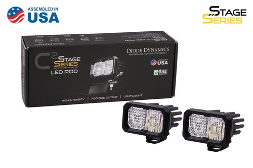 Diode Dynamics SS2 White Sport Standard LED Pod Combo (Pair) Amber Back ...