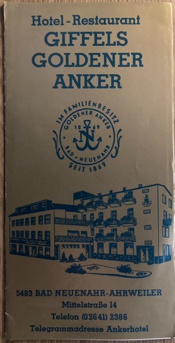 1970s HOTEL GIFFELS BAD NEUENAHR-GERMANY BROCHURE FOLDER TRAVEL VINTAGE ...