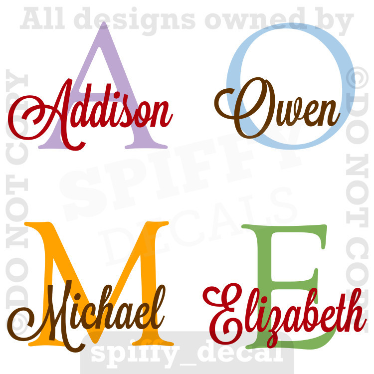 MONOGRAM INITIAL NAME Personalized Vinyl Wall Decal Sticker Nursery Boy ...