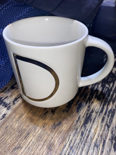 Williams Sonoma White Gold Monogrammed Initial Mug Coffee Cup, Letter D ...