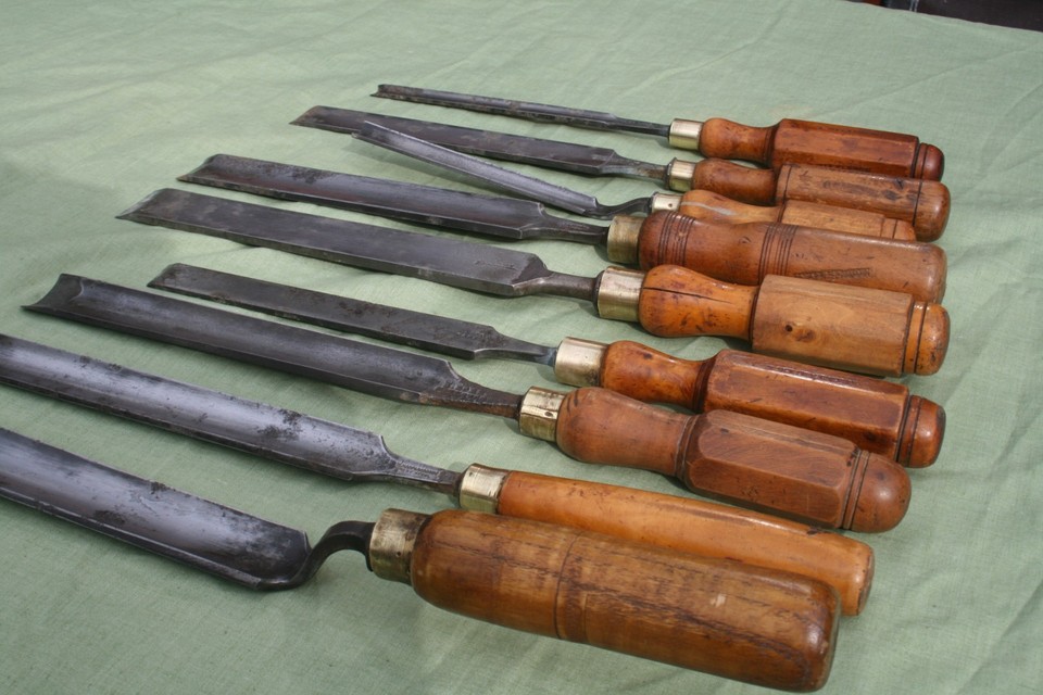 VINTAGE WOOD TURNING CHISEL SET 9 PCS – MARPLES SORBY ETC SHEFFIELD ...