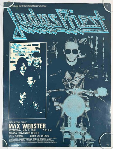 JUDAS PRIEST • Original Concert Poster • 1981 • Indianapolis • 17" x 22 ...