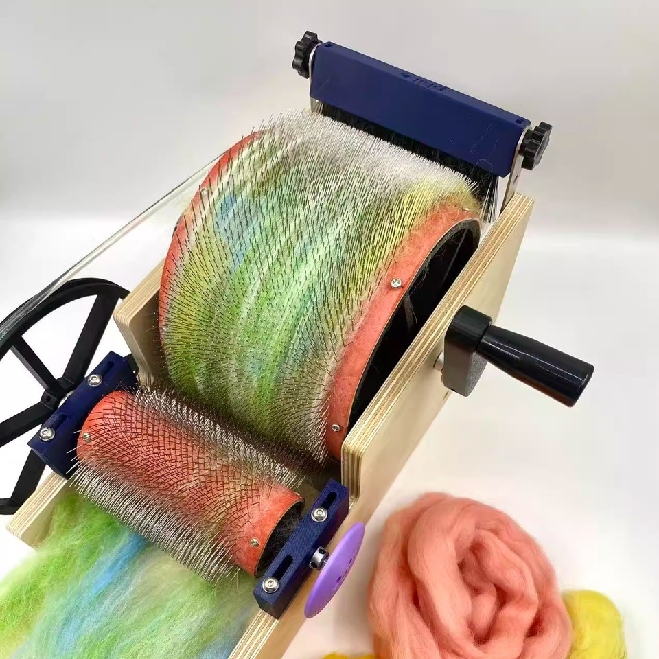 Wool Drum Carding Machine Wooden Frame Craft Drum Carder Manual Fibre ...