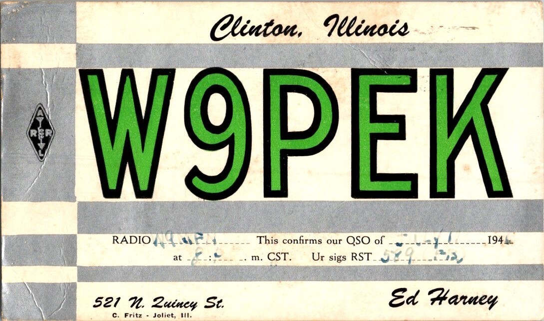 vintage qsl radio postcard- W9PEK Clinton, Illinois - Ed Harney posted ...