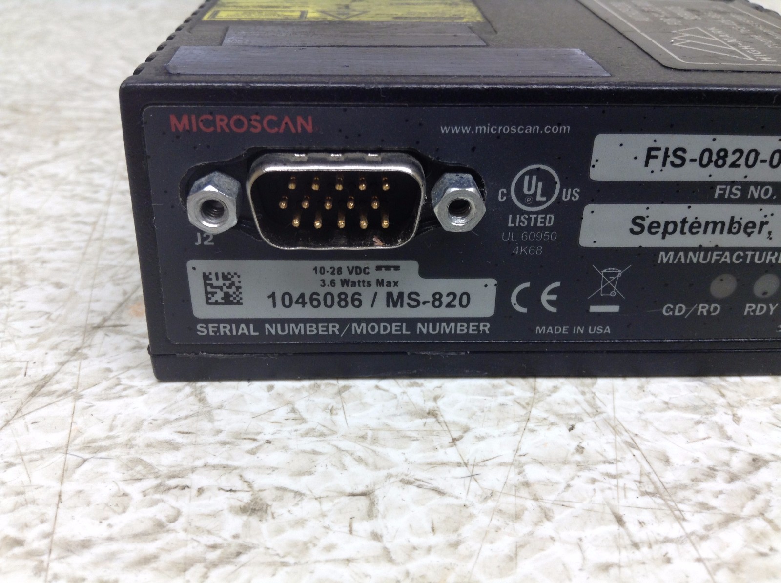 Microscan MS-820 FIS-0820-0142G Barcode Scanner 10-28 VDC MS820 ...