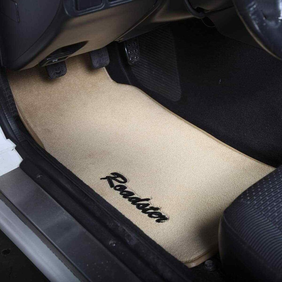 Plush Floor Mats - Tan Carpet / Tan Binding / Black Roadster, Pair - MX ...