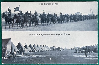 Multiview Litho Postcard WWI Camp Engineers Signal Corps Soldiers WW1 ...