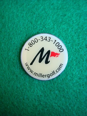 www.millergolf.com Golf Ball Marker Metal Enamel Putting Coin 7/8" dia ...