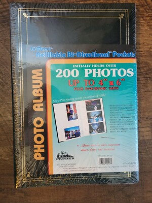 Pioneer Le Memo Refillable 4”x6” Bi-Directional Black 200 Photo Album ...