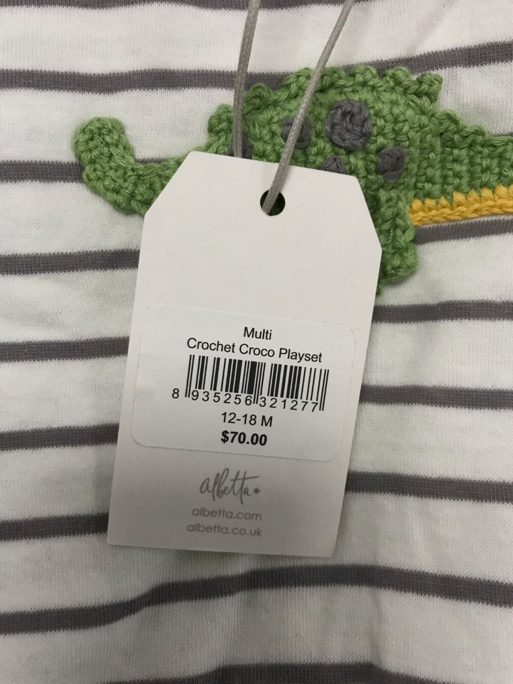 $70 Albetta Baby White Crocodile Striped Top w/ Matching Pants Size 12 ...