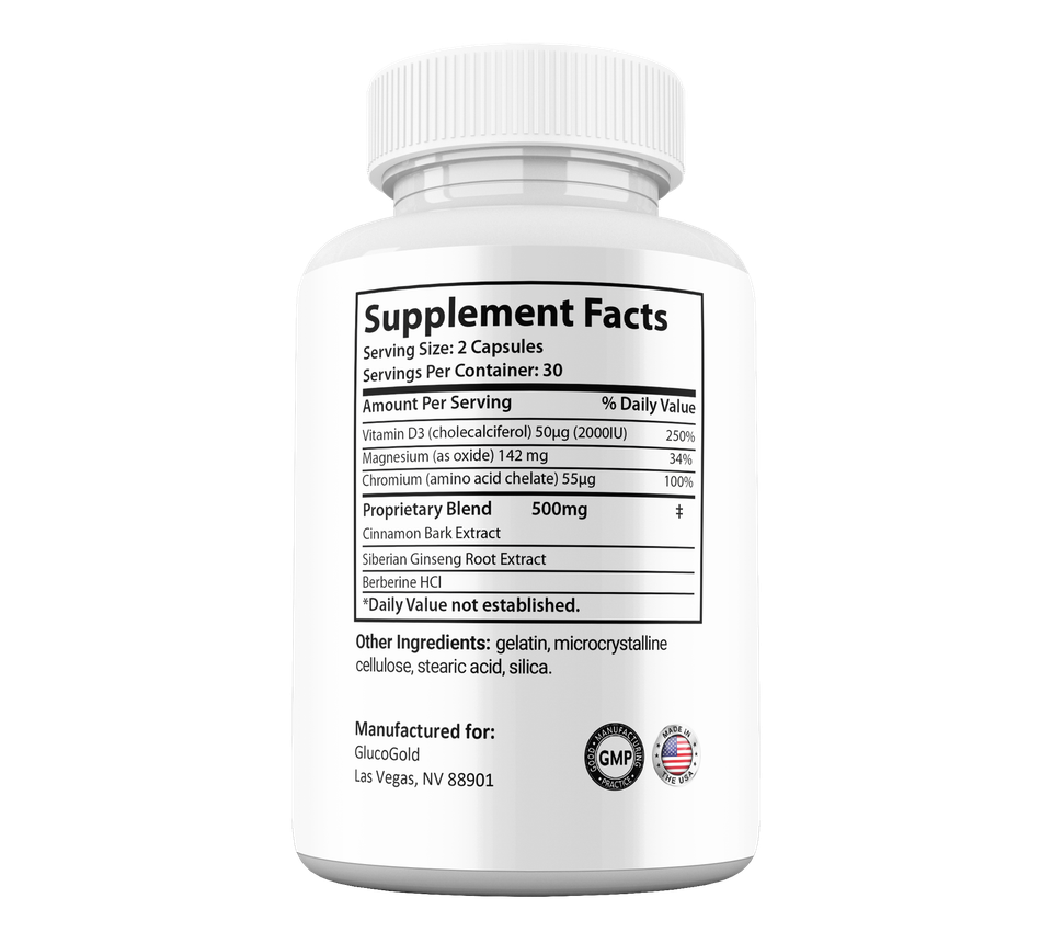 Gluco Gold Advanced Capsules, Max Strength GlucoGold Supplement (1 Pack ...