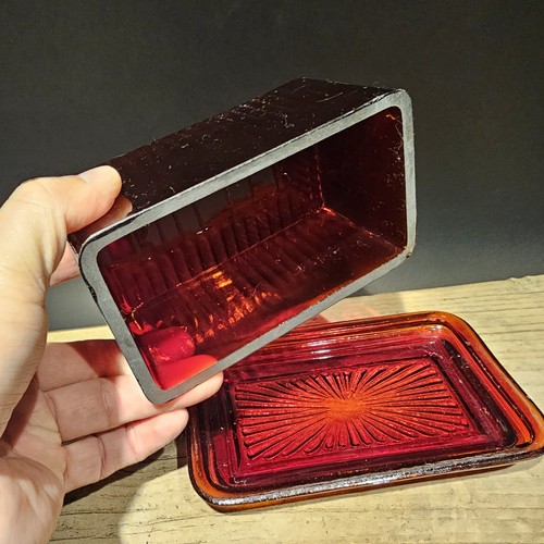 Antique Vintage Style Depression Ruby Red Glass Butter Dish | eBay