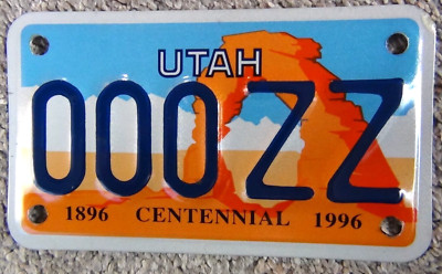 Utahe Centennial Sample Motorcycle License Plate | eBay